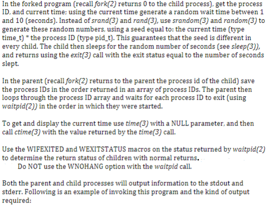 Solved C Language - Write a parent program to fork(2) n | Chegg.com