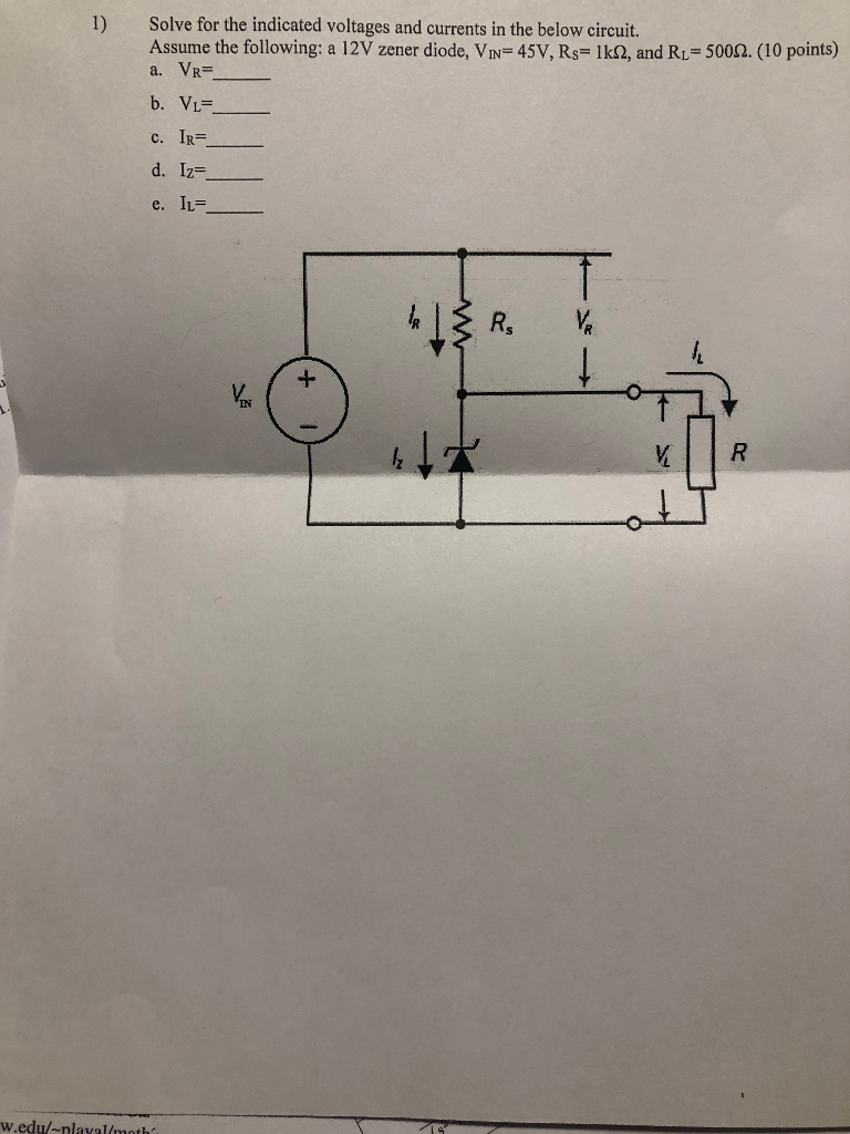 Solved 1) Solve for the indicated voltages and currents in | Chegg.com