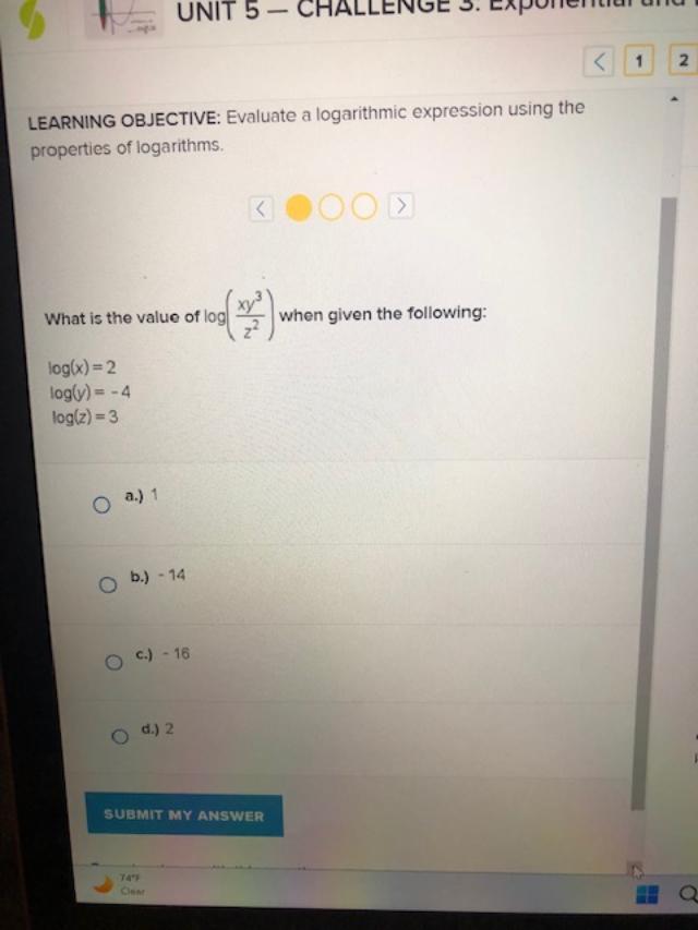 Solved LEARNING OBJECTIVE: Evaluate a logarithmic expression | Chegg.com