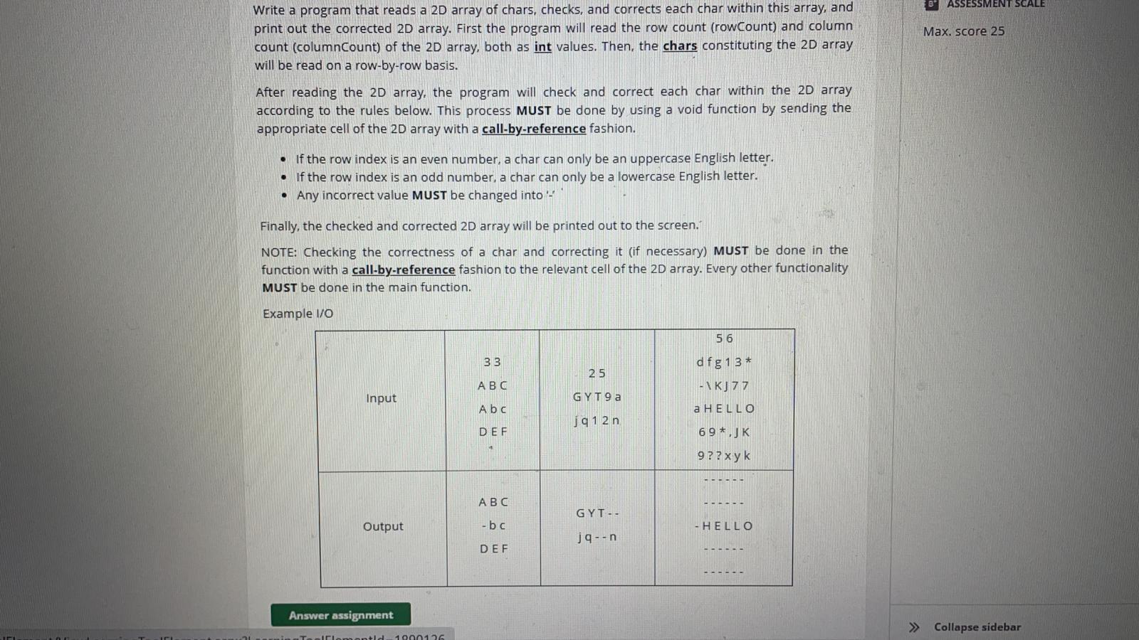 Solved B ASSESSMENT SCALE Max. score 25 Write a program that | Chegg.com