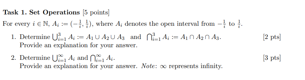 Solved Task 1. Set Operations [5 points] For every | Chegg.com
