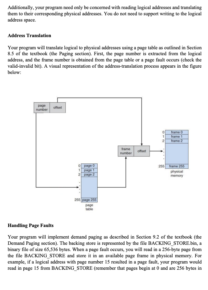 Solved Designing a Virtual Memory Manager The project | Chegg.com