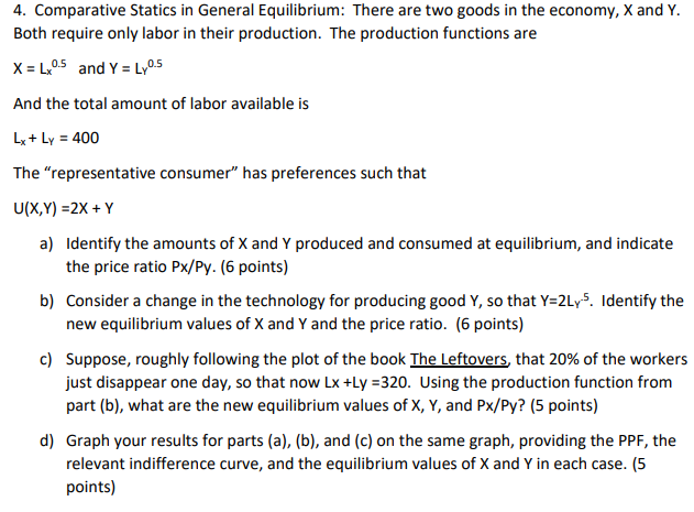 4. Comparative Statics in General Equilibrium: There | Chegg.com
