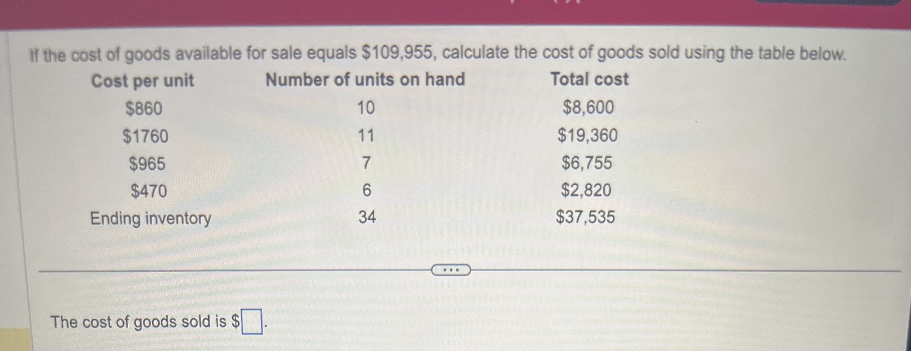 Solved If the cost of goods available for sale equals | Chegg.com