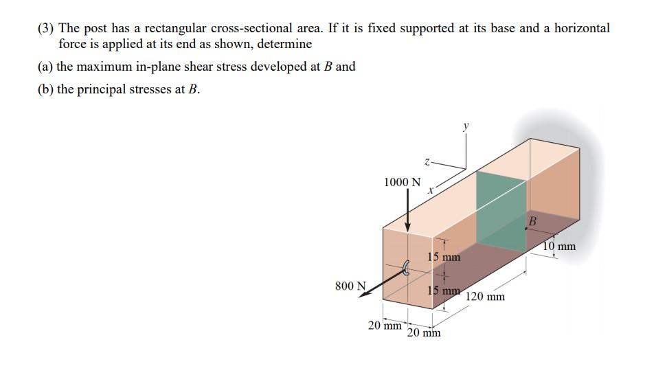 Solved (3) The post has a rectangular cross-sectional area. | Chegg.com