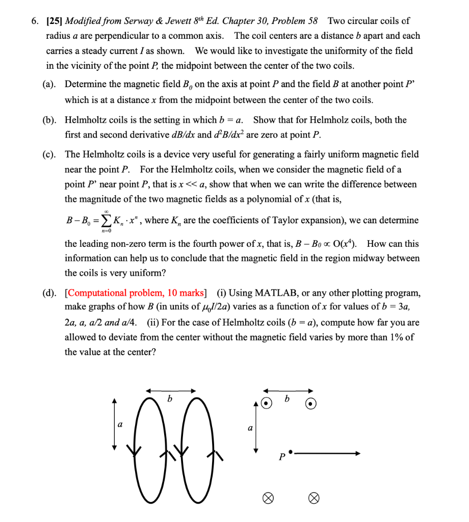 6. [25] Modified from Serway \& Jewett 8th Ed. | Chegg.com