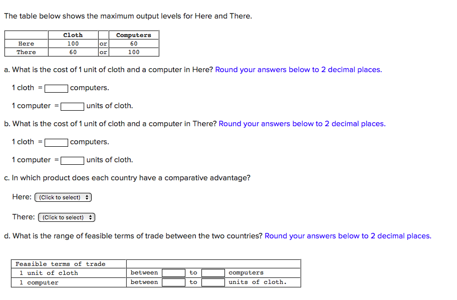 Solved The table below shows the maximum output levels for | Chegg.com