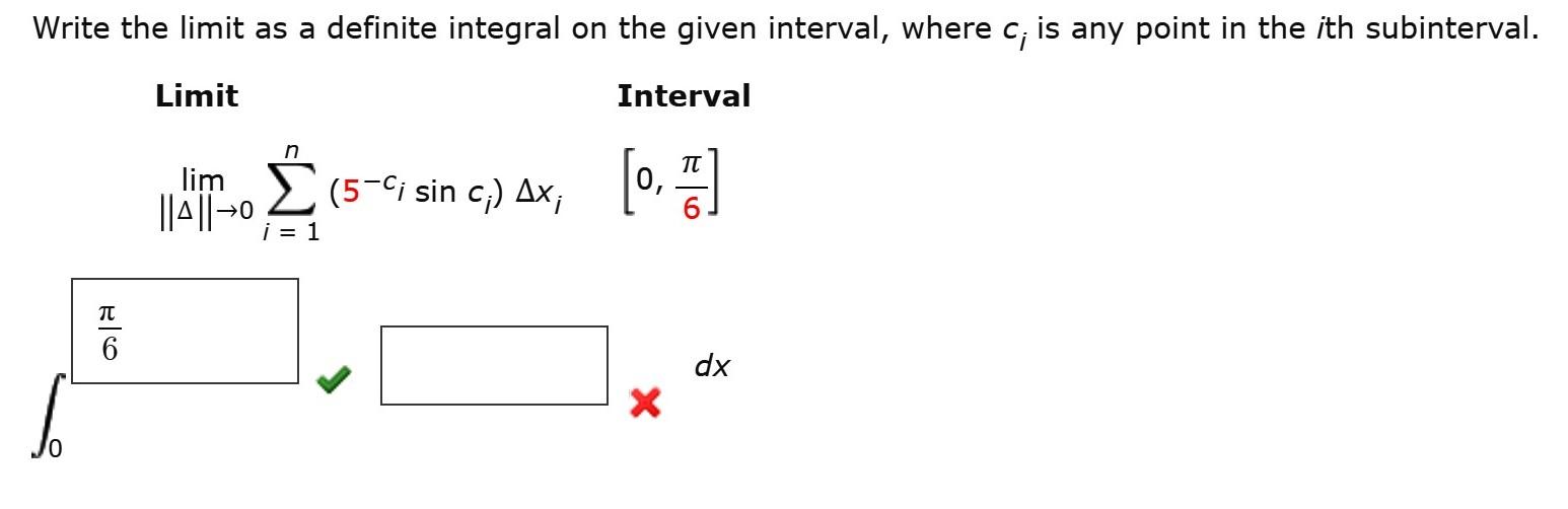 Solved Write the limit as a definite integral on the given | Chegg.com