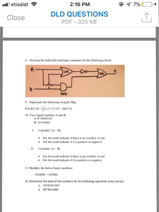 Solved etisalat 2:16 PM DLD QUESTIONS PDF-325 KB Close I. | Chegg.com