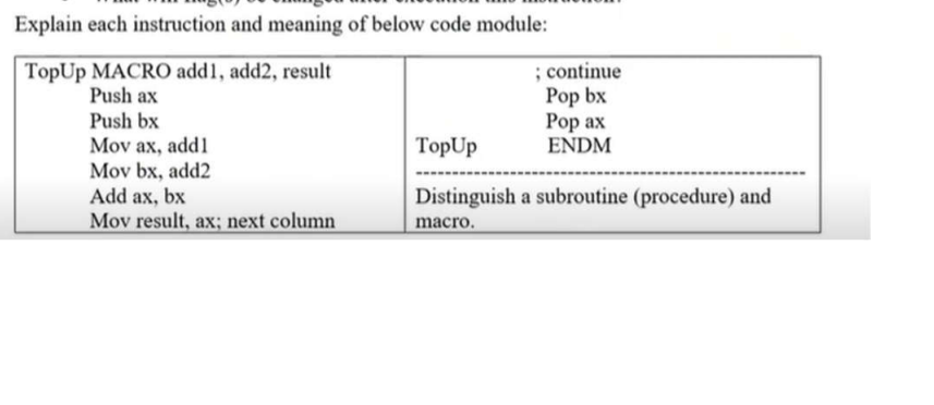 Solved Explain each instruction and meaning of below code | Chegg.com