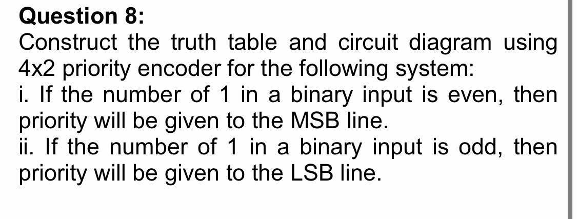 Solved Question 8: Construct the truth table and circuit | Chegg.com