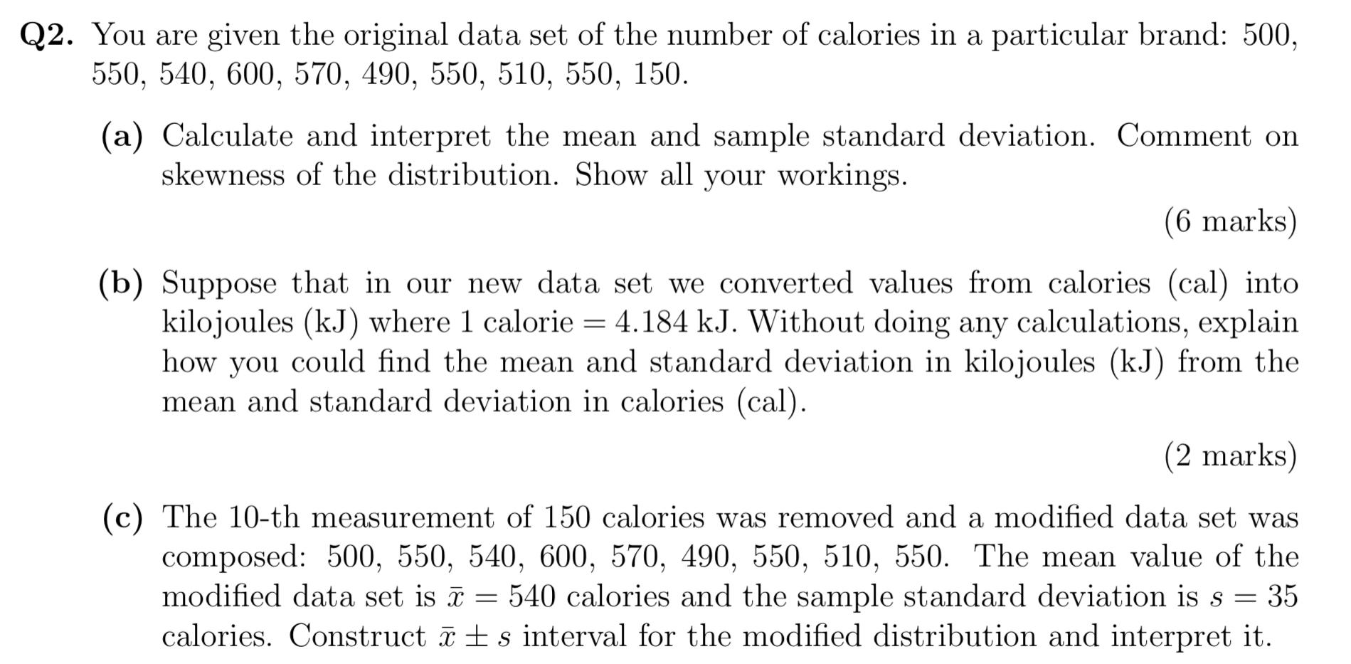 Solved Q2. You are given the original data set of the number | Chegg.com