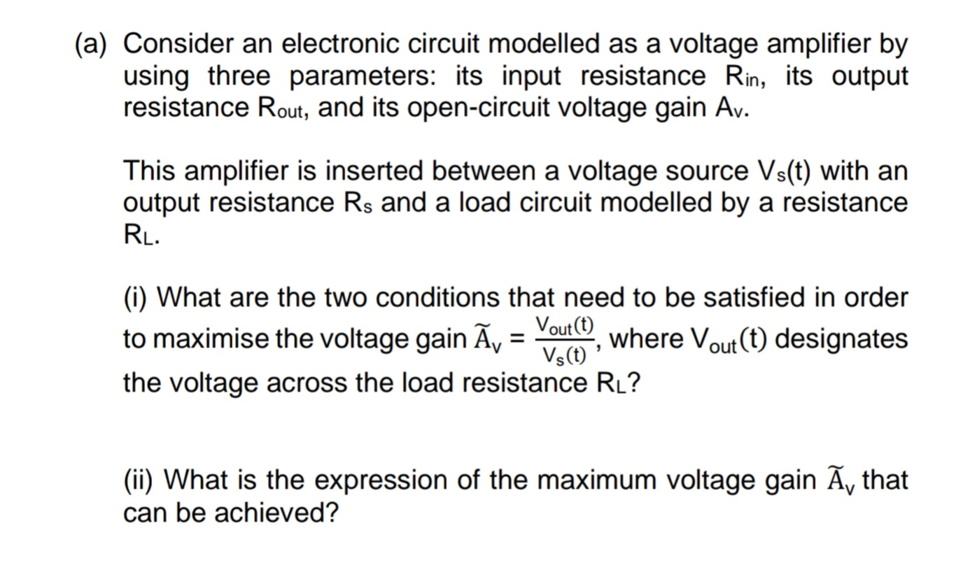Solved (a) Consider an electronic circuit modelled as a | Chegg.com Solved (a) Consider an electronic circuit modelled as a | Chegg.com