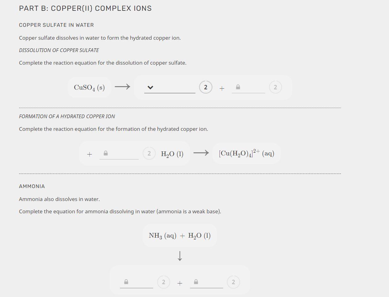 Solved PART B: COPPER(II) COMPLEX IONS COPPER SULFATE IN | Chegg.com