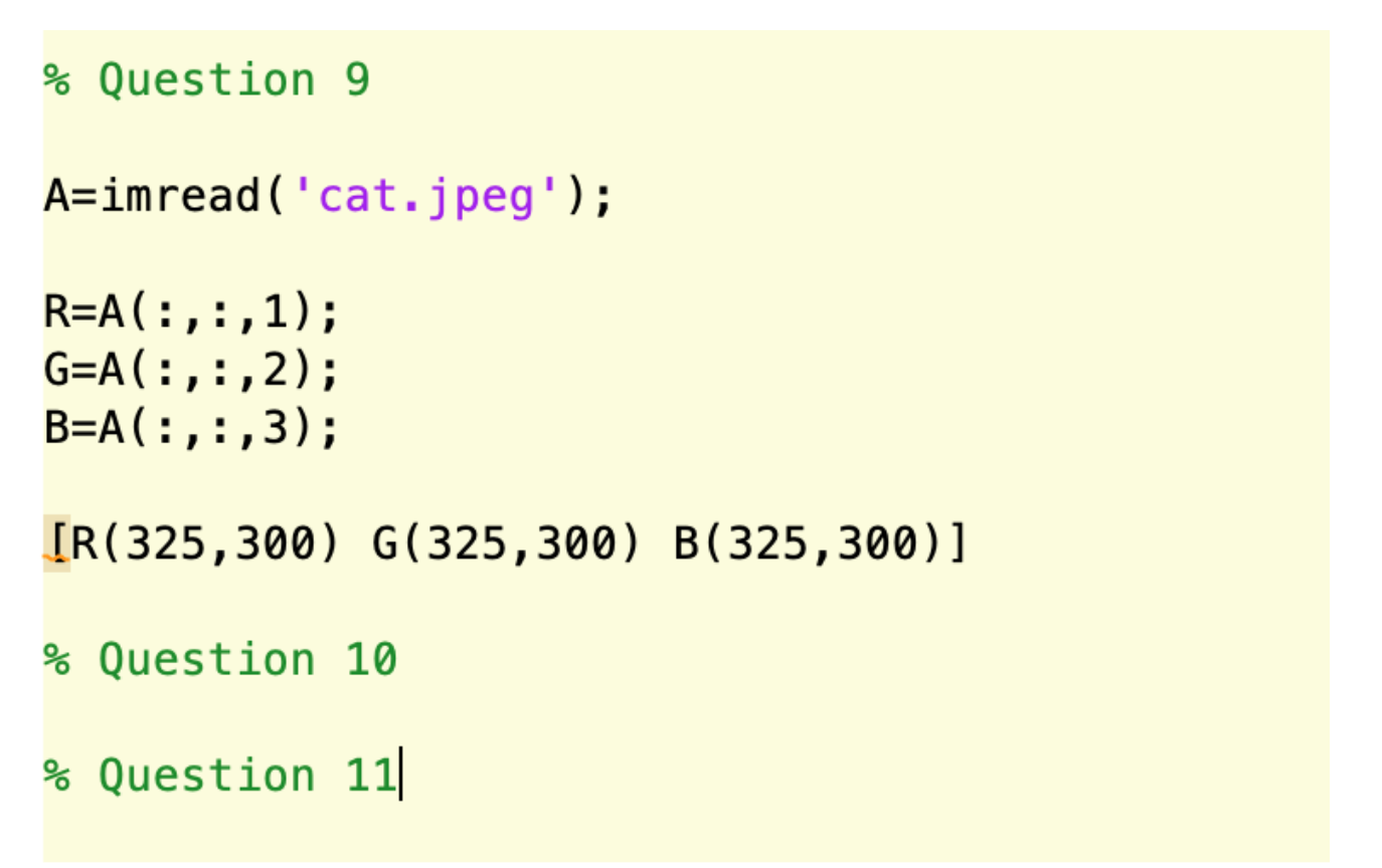 Solved 9. (3 points) Use imread to read the built-in demo | Chegg.com