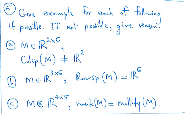 Solved ܘܐ 'Give example for each of following if possible. | Chegg.com