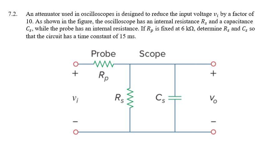 Solved 7.2. An attenuator used in oscilloscopes is designed | Chegg.com