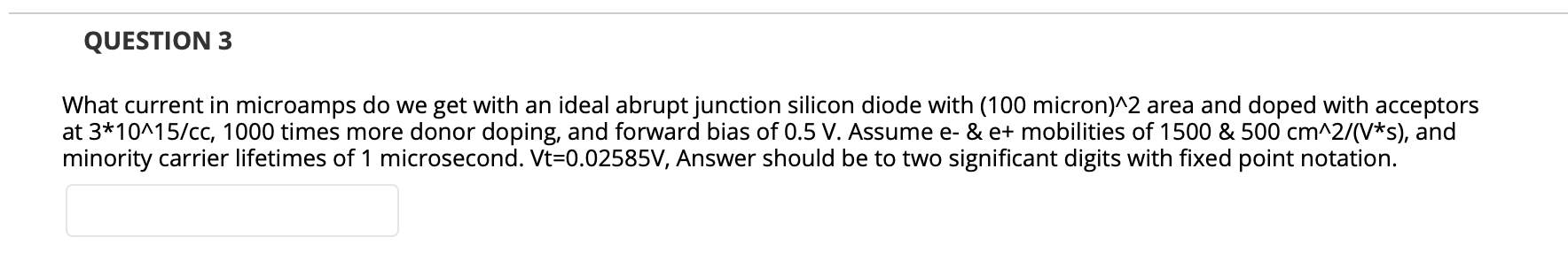 Solved QUESTION 3 What current in microamps do we get with | Chegg.com