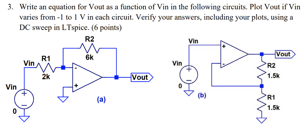 Solved 3. Write an equation for Vout as a function of Vin in | Chegg.com
