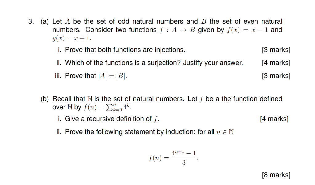 Solved 3. (a) Let A be the set of odd natural numbers and B | Chegg.com