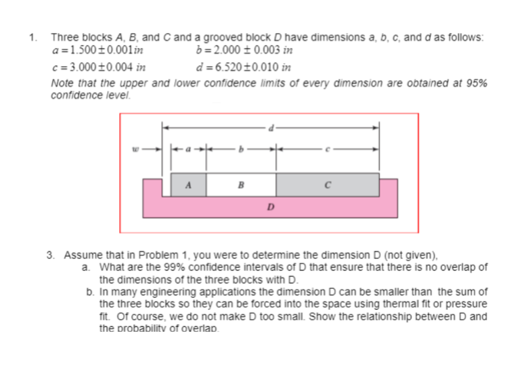 Solved 1. Three blocks A, B, and C and a grooved block D | Chegg.com