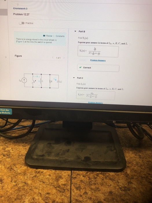 Solved (Homework 3 Problem 12.27 Practice Part B Find V.(s) | Chegg.com