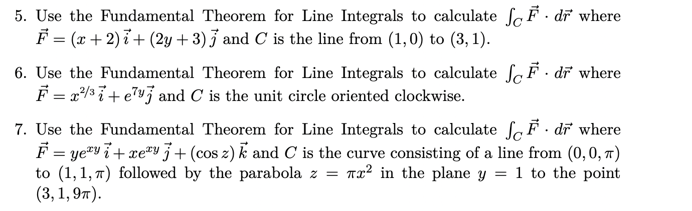 Solved 5. Use the Fundamental Theorem for Line Integrals to | Chegg.com