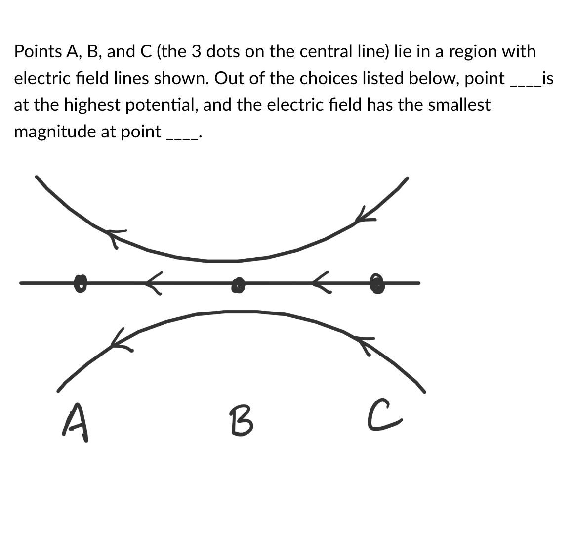 Solved Points A,B, ﻿and C (the 3 ﻿dots on the central line) | Chegg.com