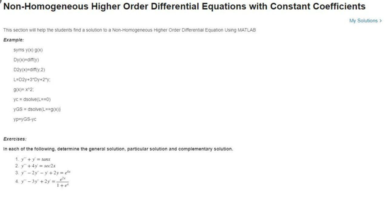 Solved Non-Homogeneous Higher Order Differential Equations | Chegg.com