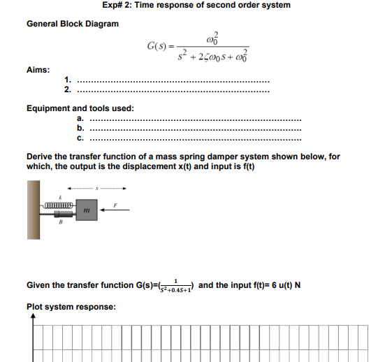Solved Exp# 2: Time response of second order system General | Chegg.com