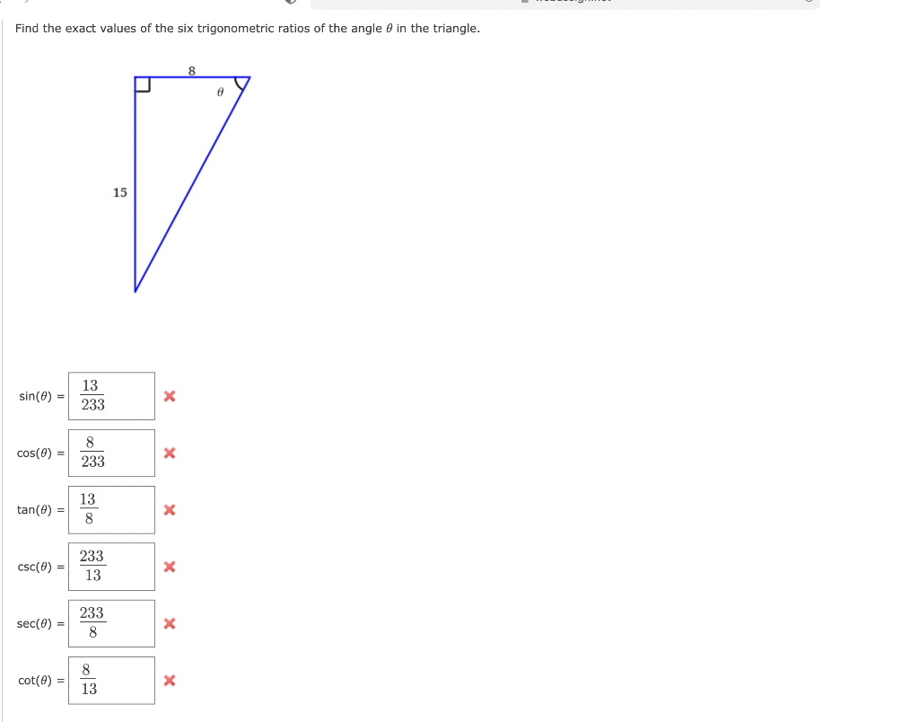 Solved Find the exact values of the six trigonometric ratios | Chegg.com