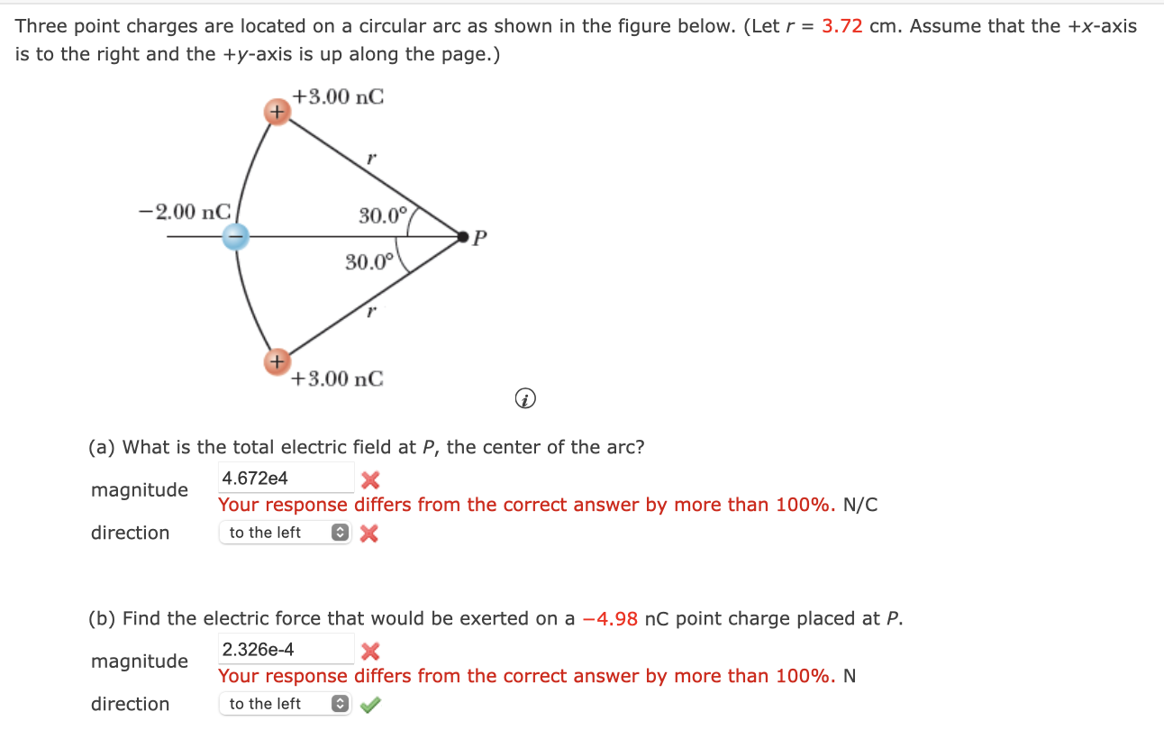 Solved Three point charges are located on a circular arc as | Chegg.com