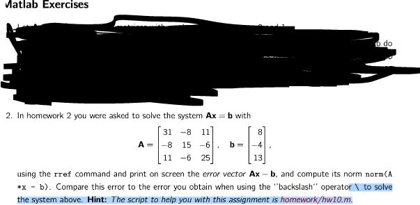Solved Matlab Exercises o do 2. In homework 2 you were asked | Chegg.com