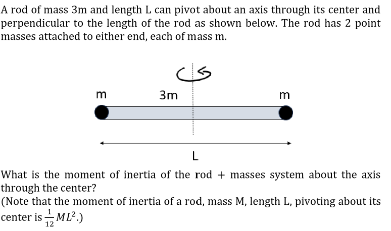 Solved A rod of mass 3 m and length L can pivot about an | Chegg.com