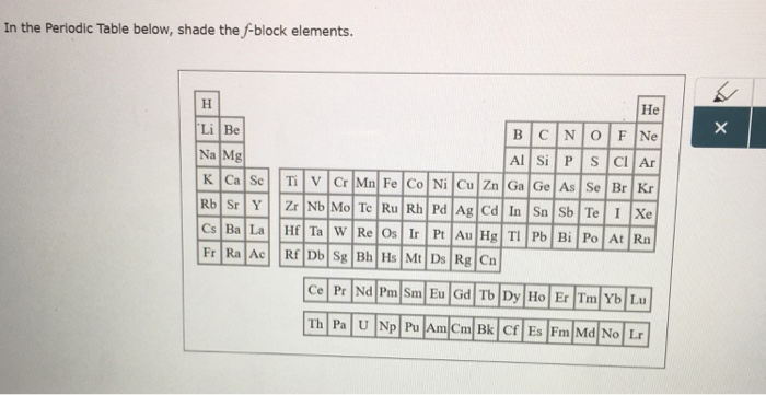 Solved In the Periodic Table below, shade the f-block | Chegg.com