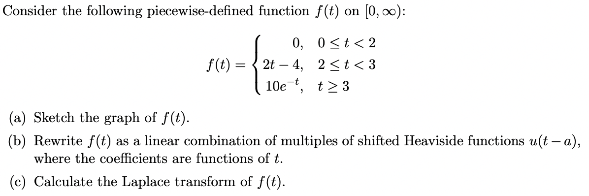 Solved Consider the following piecewise-defined function | Chegg.com
