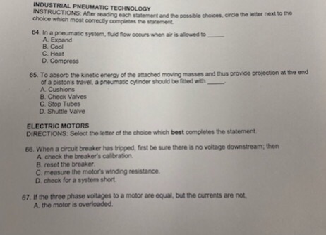 Solved INDUSTRIAL PNEUMATIC TECHNOLOGY choice which most | Chegg.com