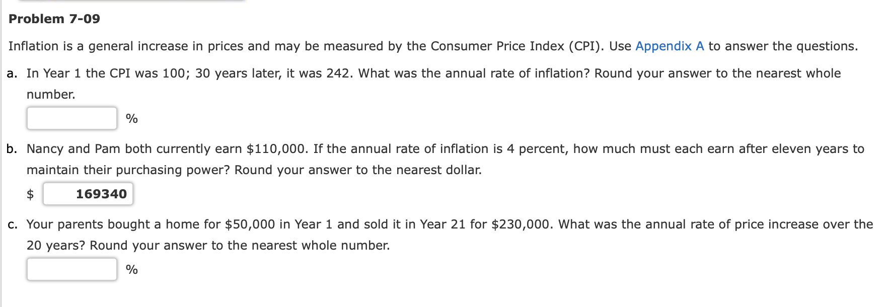 Solved Problem 7-09 Inflation is a general increase in | Chegg.com