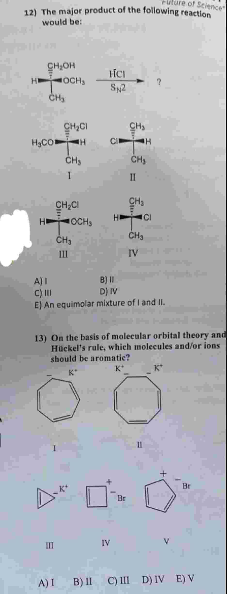 Solved 12) ﻿The major product of the following reaction | Chegg.com