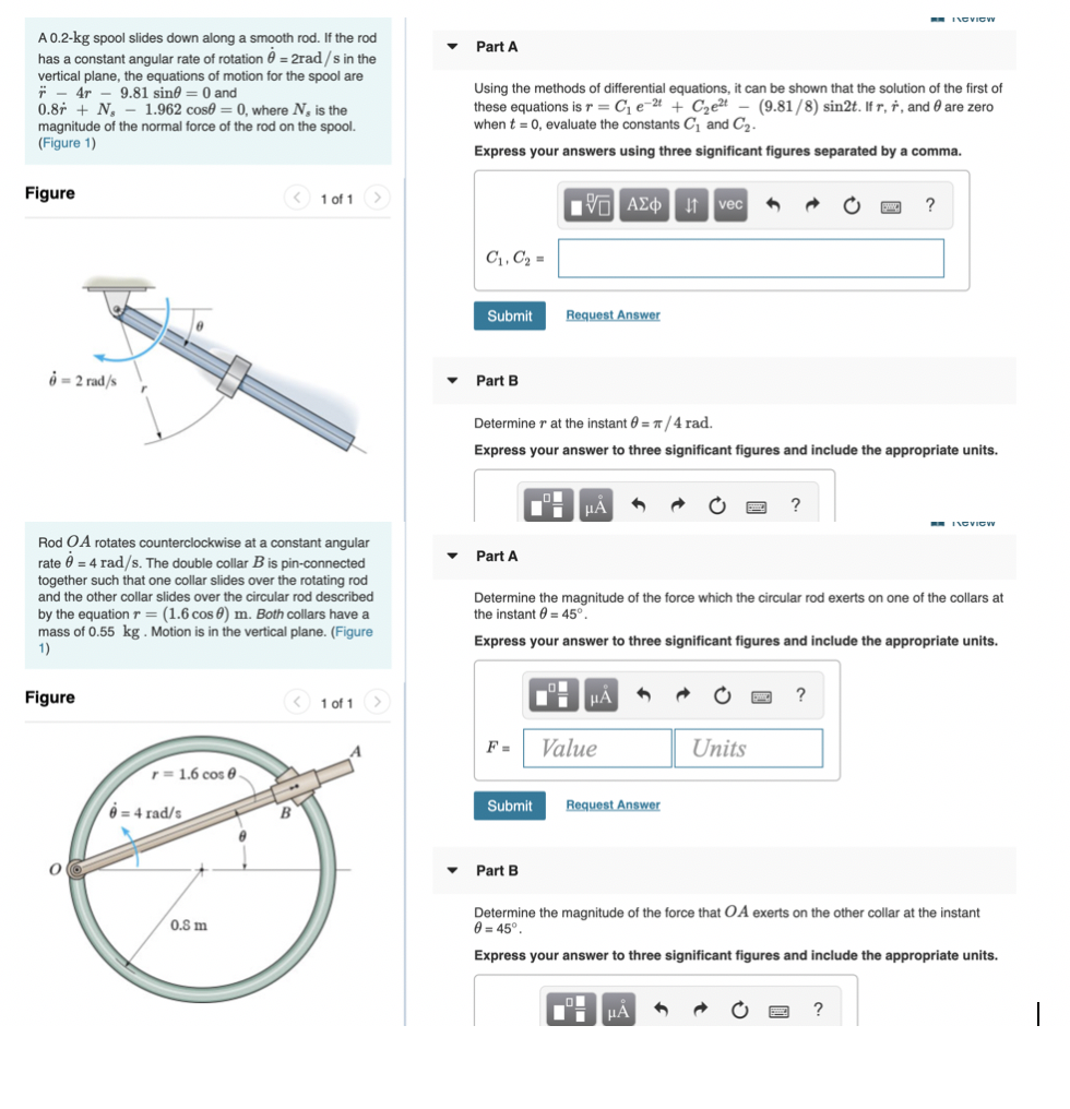 Solved Part A A 0.2-kg spool slides down along a smooth rod. | Chegg.com