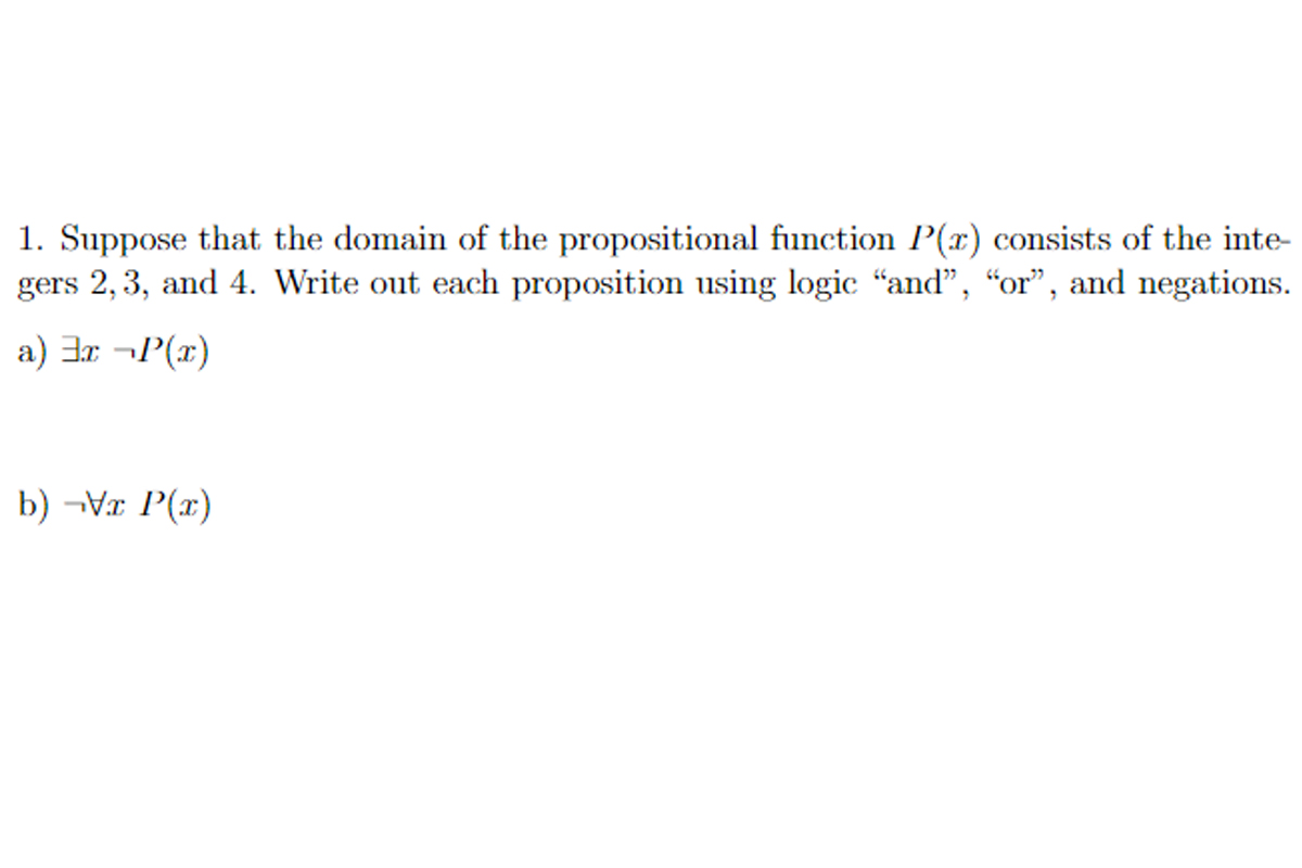 Solved Suppose that the domain of the propositional function | Chegg.com