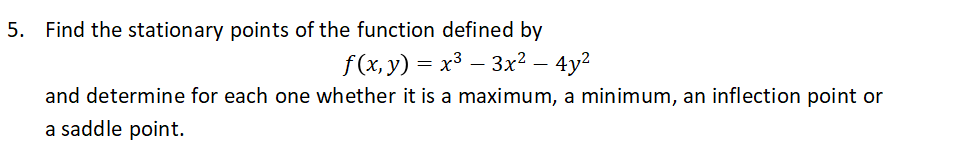 Solved 5. Find the stationary points of the function defined | Chegg.com