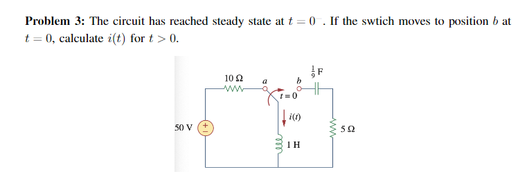 Solved Problem 3: The circuit has reached steady state at | Chegg.com