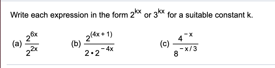 Solved Write each expression in the form 2kx or 3kx for a | Chegg.com