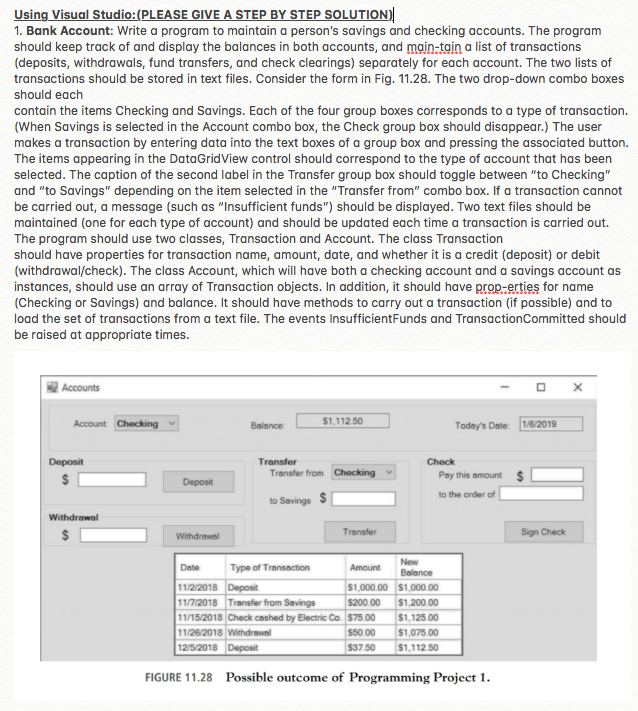 Solved Using Visual Studio:(PLEASE GIVE A STEP BY STEP | Chegg.com