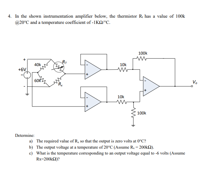 4. In the shown instrumentation amplifier below, the | Chegg.com