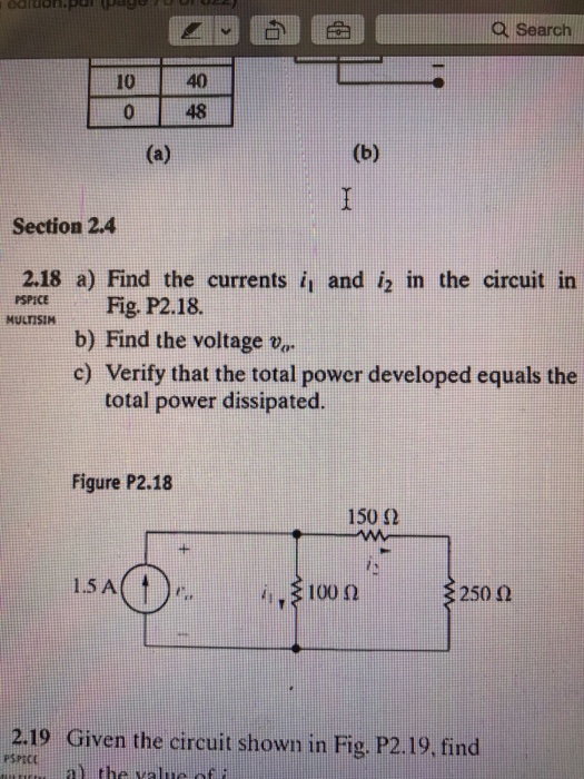 Solved Find the currents i_1 and i_2 in the circuit in Fig. | Chegg.com