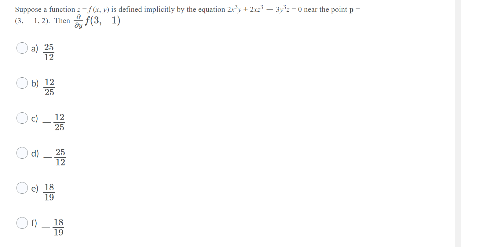 Solved Suppose a function z = f (x, y) is defined implicitly | Chegg.com