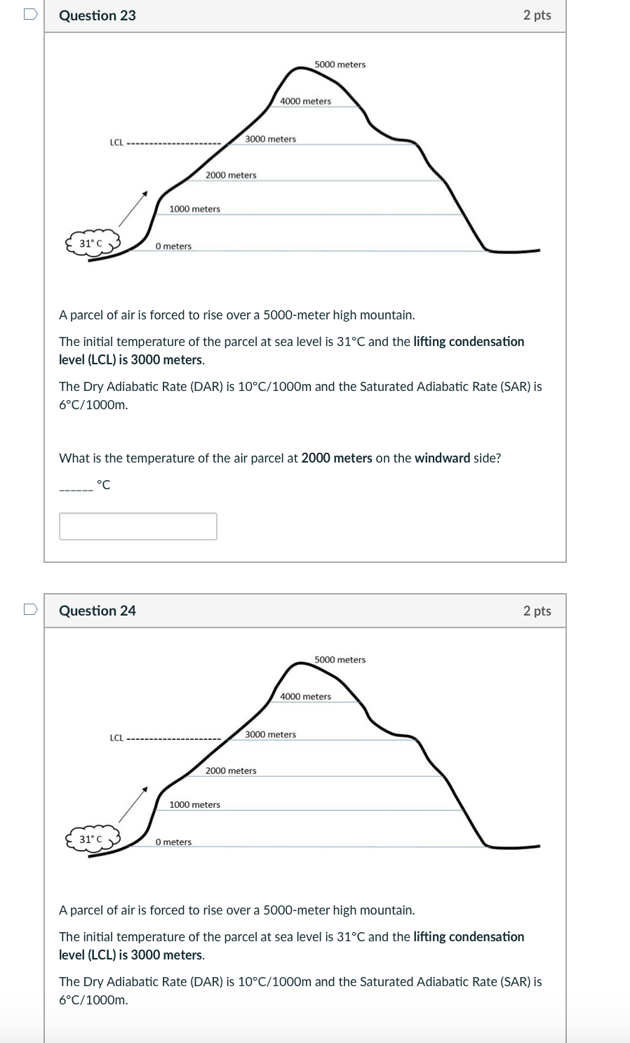 Question 23 2 pts 5000 meters 4000 meters LCL 3000 | Chegg.com