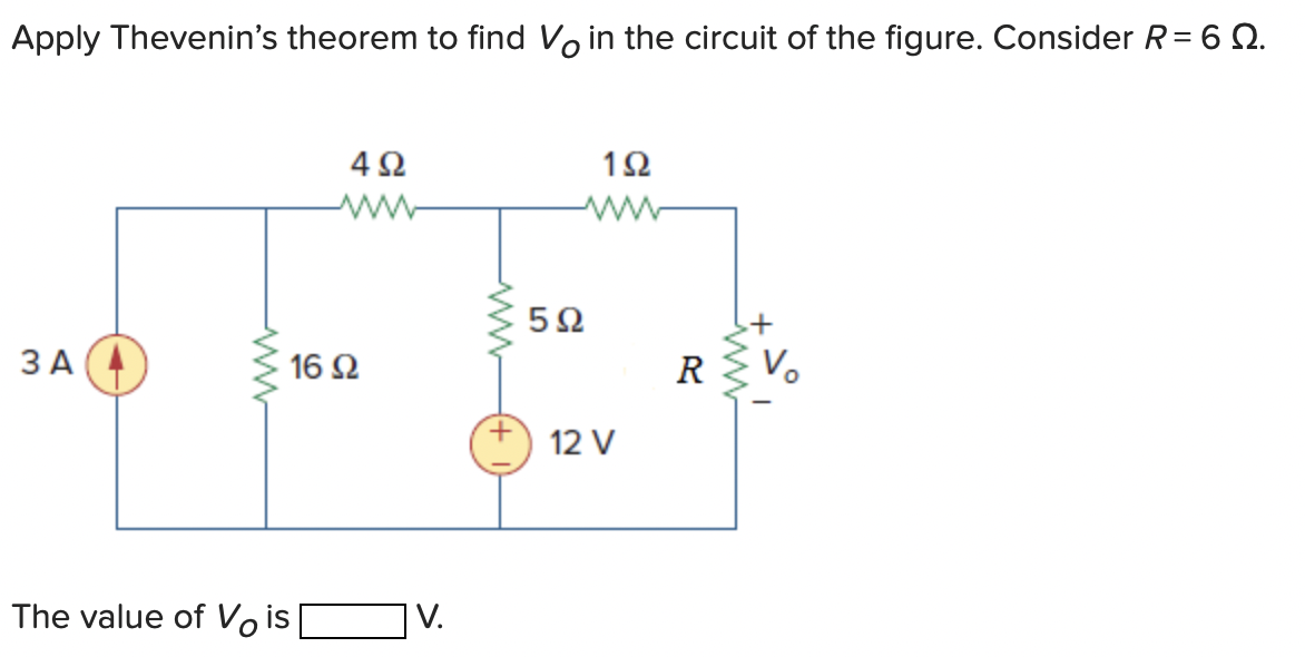 Solved Apply Thevenin's theorem to find VO in the circuit of | Chegg.com